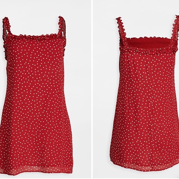 Reformation | Dresses | Reformation Red Polka Dot Eletta Mini Dress Xs ...